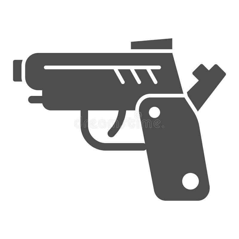 Pistol Solid Icon. Firearm or Handgun, Gangster Gun Symbol, Glyph Style ...