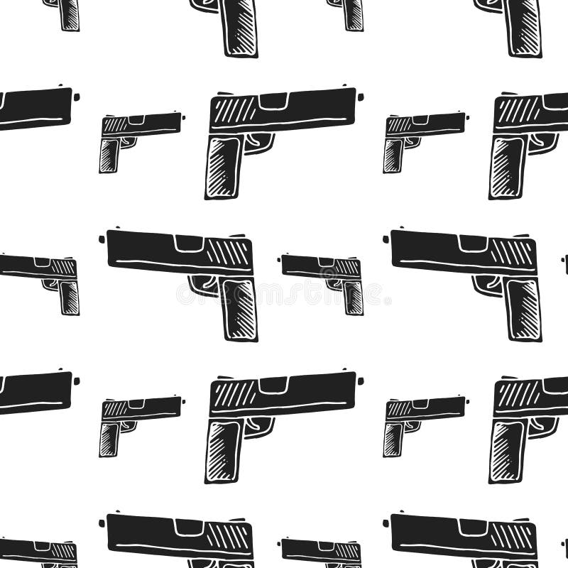 Pistol Gun Vector Fire Security Bullet and Ammunition Protection Metal ...