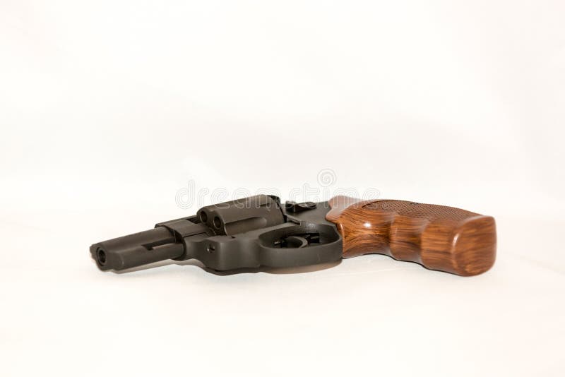 Pistol with wooden handle stock image. Image of range - 89280489