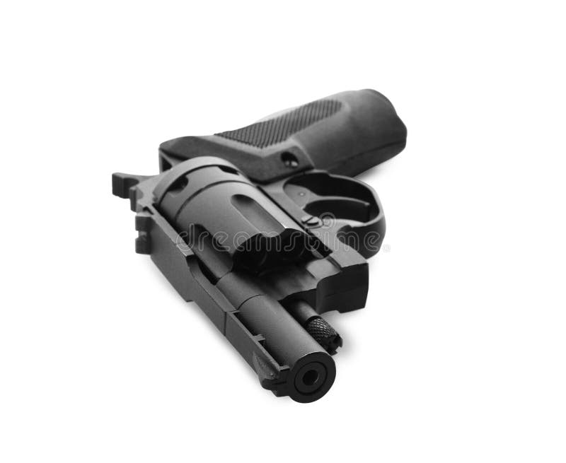 Pistola Negra Aislada En Blanco. Arma Moderna Imagen de archivo ...