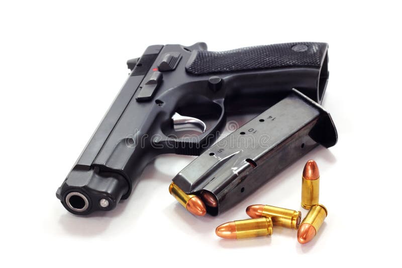 Pistola y balas imagen de archivo. Imagen de delincuente - 34077409
