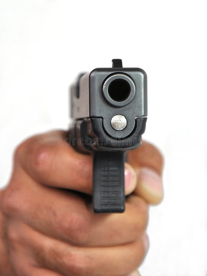 Pistole In Der Hand Eines Mannes Auf Einem Weißen Hintergrund ...