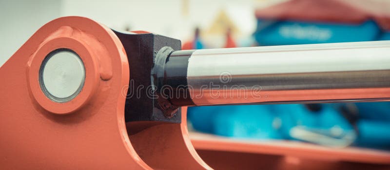 Piston or Actuator in Red Pneumatic or Hydraulic Machine. Technology ...