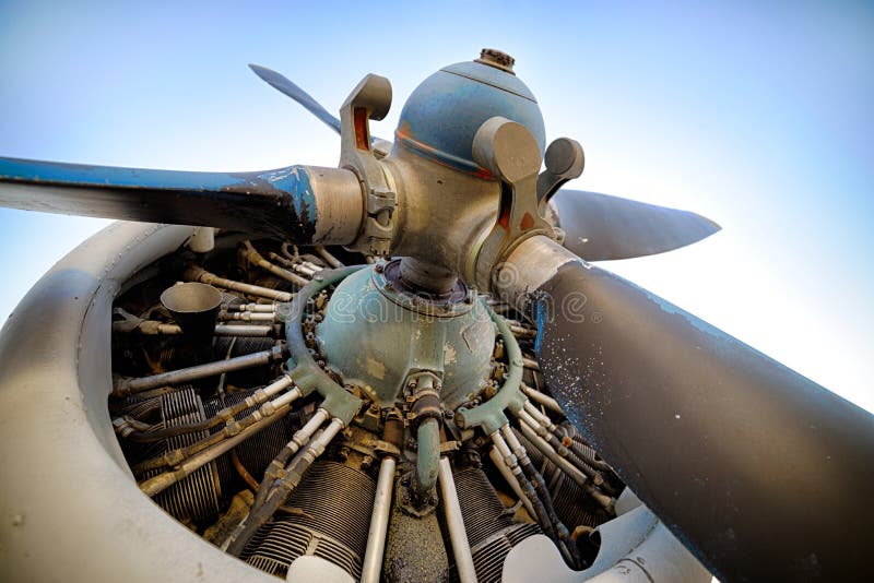 Piston Aircraft Engine, Propeller Stock Photo - Image of engine ...
