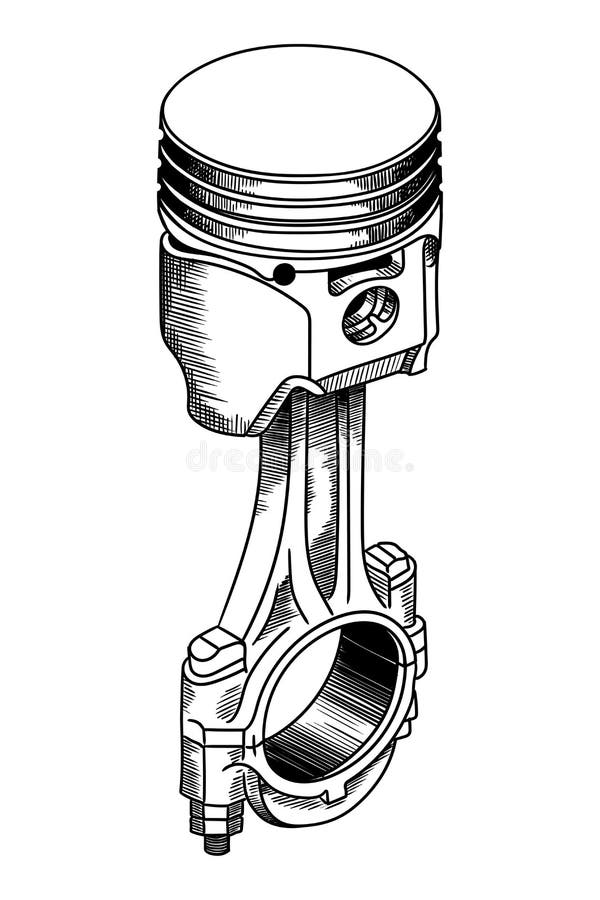 Piston with a Connecting Rod Part of a Car Engine Black Outline ...