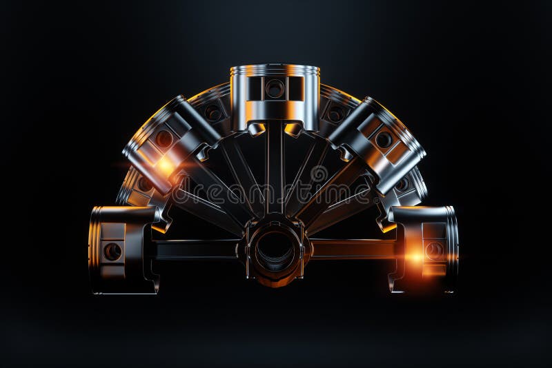 Piston and Connecting Rod of an Internal Combustion Engine on a Black ...