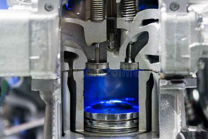 Piston Diesel Engine at Cross Section in Car. Close Up at Piston Stock ...