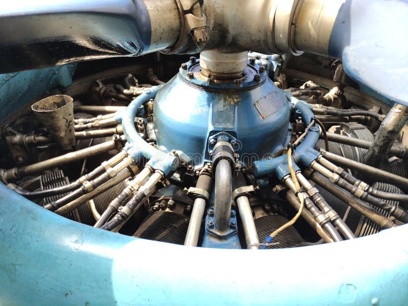 Piston Engine of an Old Biplane Plane Stock Photo - Image of antique ...