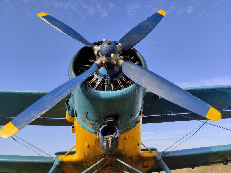 Piston Engine of an Old Biplane Plane Stock Image - Image of propelling ...