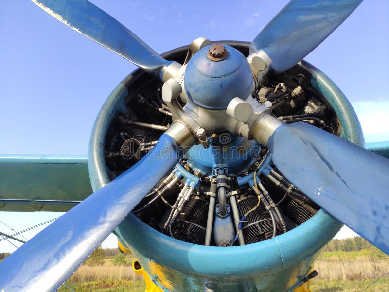 Piston Engine of an Old Biplane Plane Stock Image - Image of propelling ...