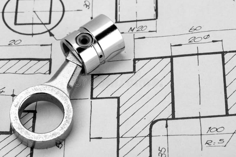 Piston on Engineering Design Stock Image - Image of mechanics, iron ...