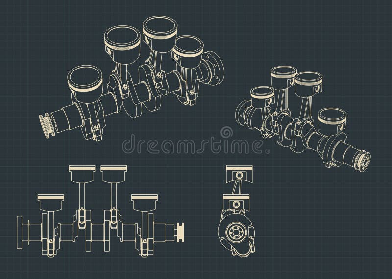 Blueprints of pistons stock vector. Illustration of engine - 18853414