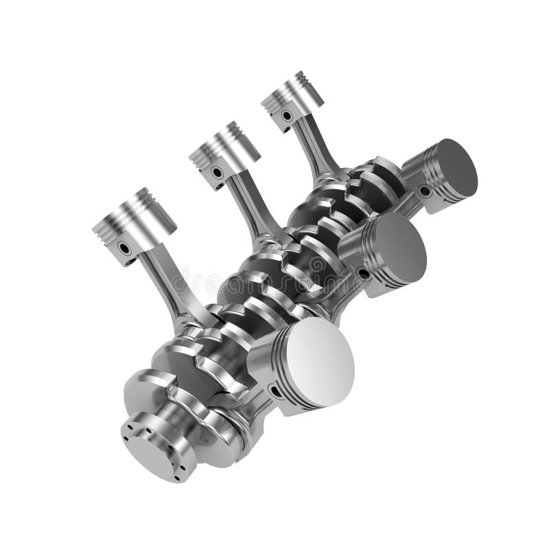 Pistons Et Vilebrequin De Moteur Sur Le Fond Blanc Illustration 3d D ...