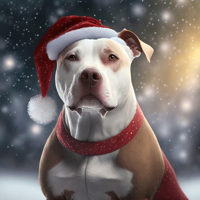 Pit Bull Dog As Santa Claus. Stock Illustration - Illustration of pack ...