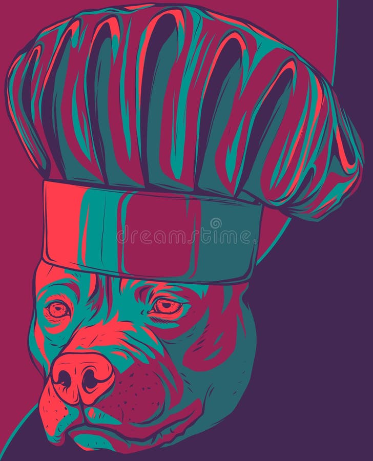 Pit Bull Terrier in a Chef S Cap. Vector Illustration. Stock Vector ...