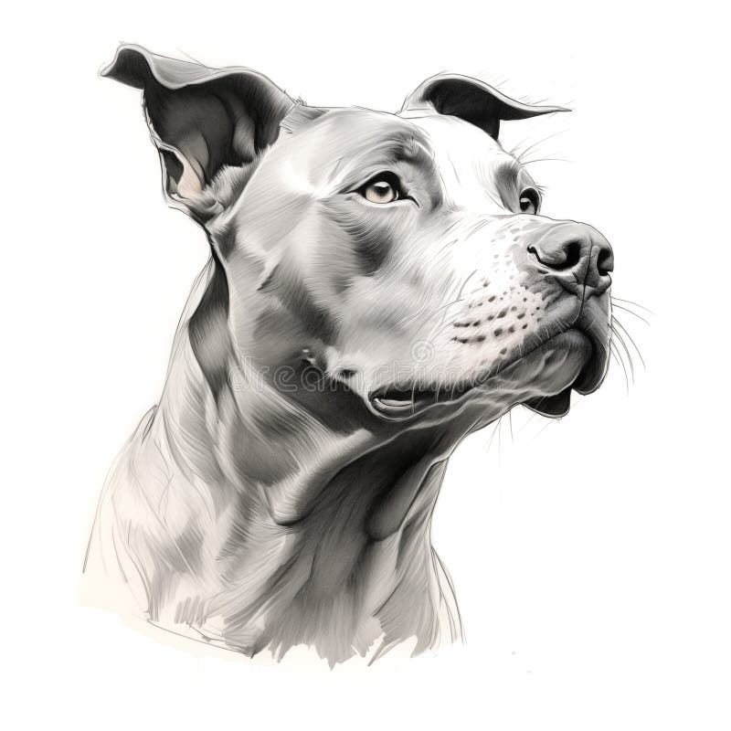 Pit Bull Terrier Pitbull Dog Portrait Sketch, Drawing Stock ...