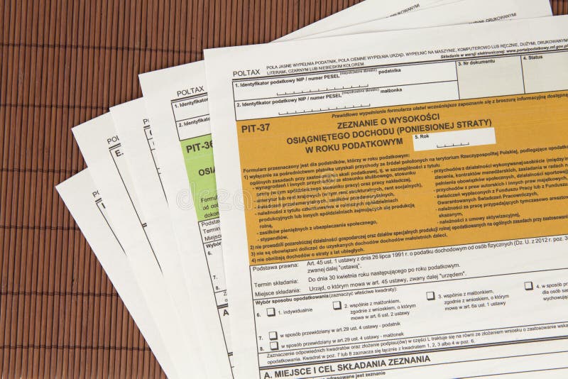PIT Declaration - Polish Tax Document Stock Photo - Image of ...
