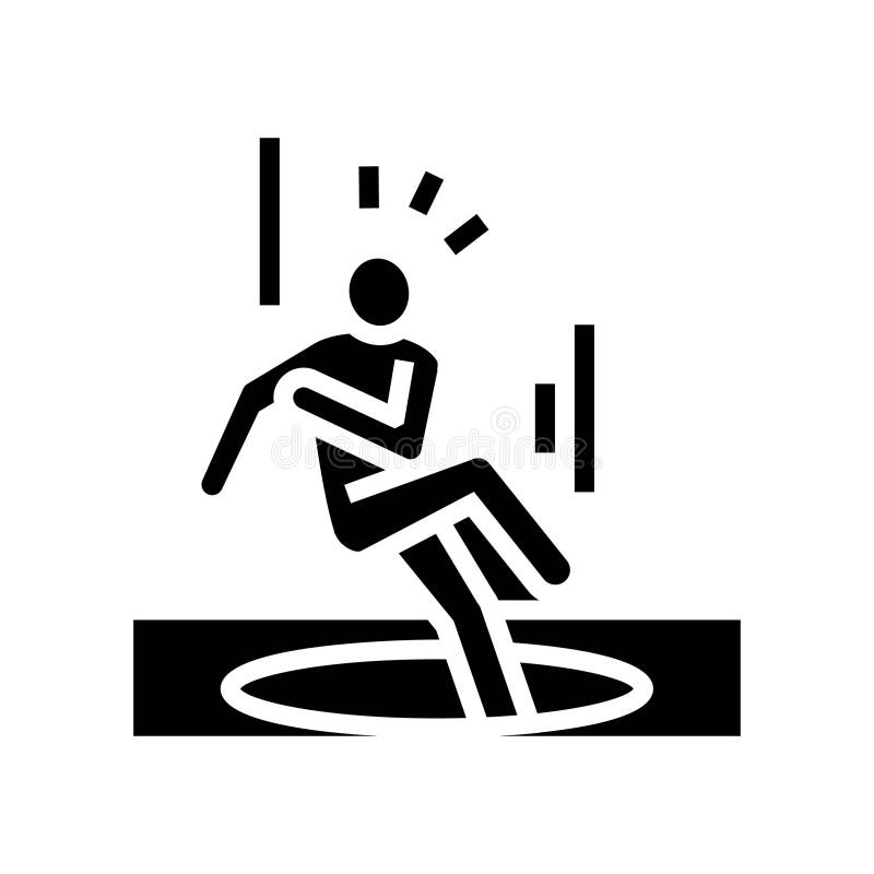 Pit Fall Man Accident Glyph Icon Vector Illustration Stock Illustration ...