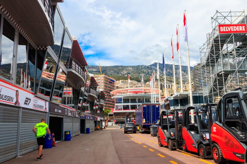 Pit Lane of the Formula 1 Monaco Grand Prix in Monte Carlo, Monaco ...