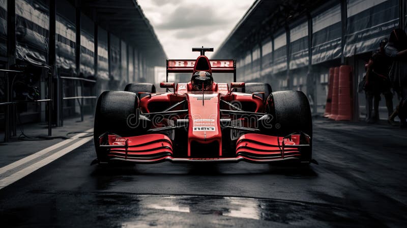 The Pit Lane of a Red Racing Car. Team Work Stock Illustration ...