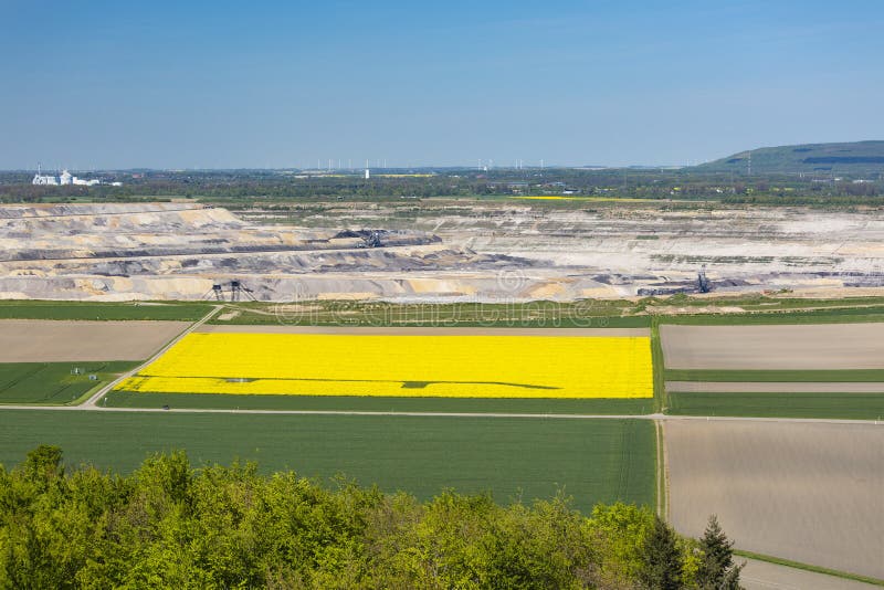 Pit Mine and Field View stock photo. Image of yellow - 80088114