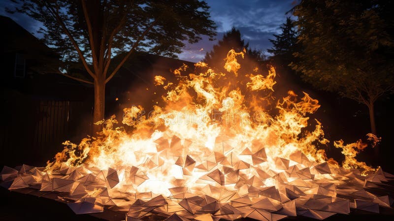 Paper in Fire Mockup. Realistic Burning Flame Stock Vector ...