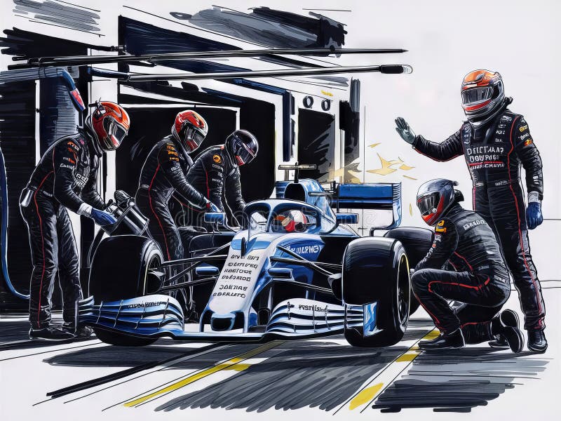 Pit stop in auto race stock illustration. Illustration of auto - 319010695