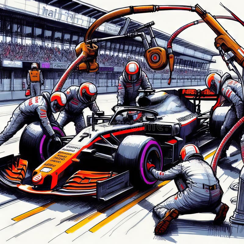 Pit stop in auto race stock illustration. Illustration of wheel - 319010733