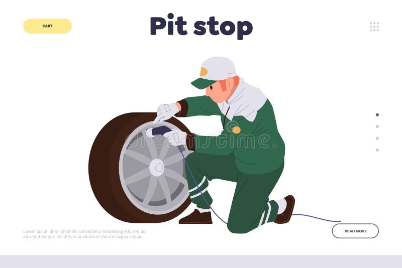 Pit Stop Landing Page with Professional Mechanic Changing Wheels ...