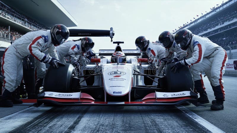 Pit Stop Teamwork during Night Race Stock Image - Image of motorsport ...