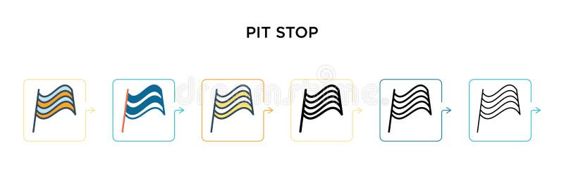 Pit Stop Vector Icon in 6 Different Modern Styles. Black, Two Colored ...