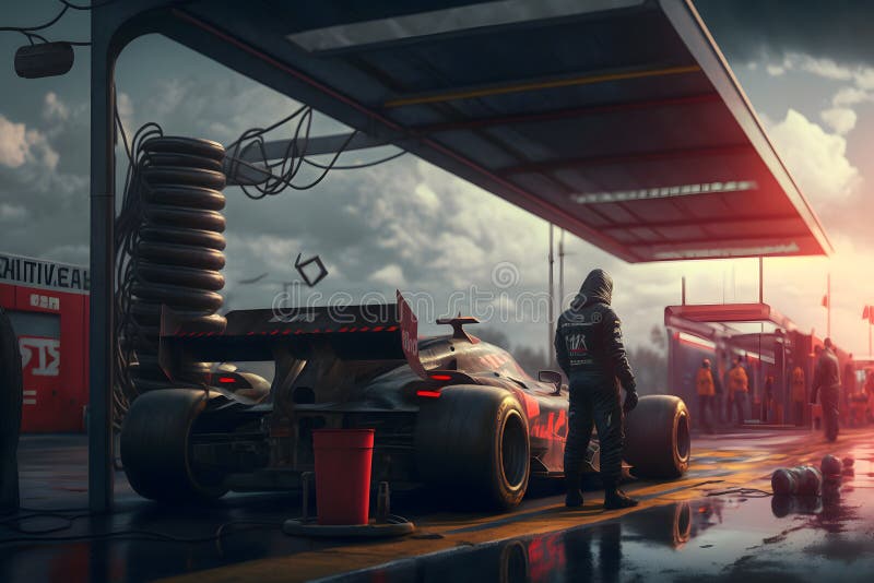 Pit Stop Workers and Engineers Maintaining Technical Service for a ...