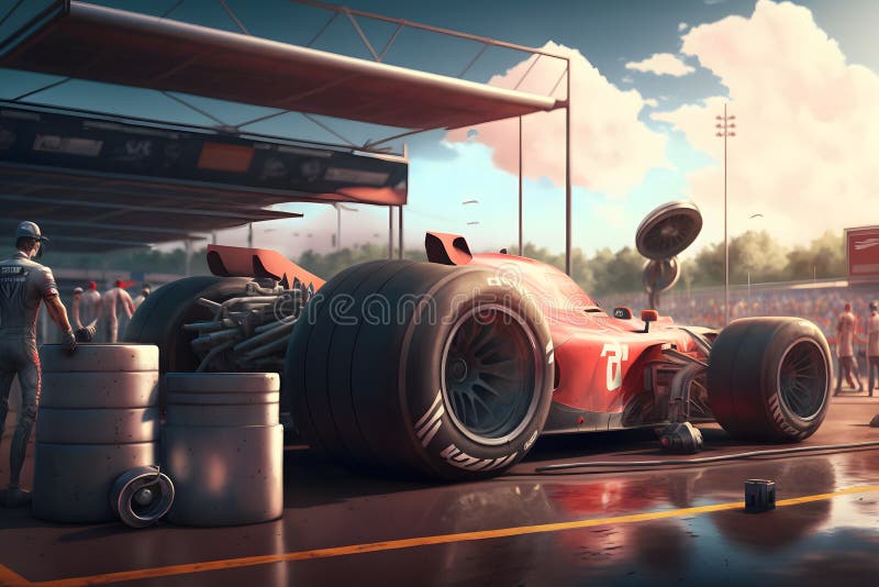 Pit Stop Workers and Engineers Maintaining Technical Service for a ...