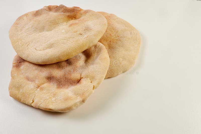 Pita or Arabic Breads on White Surface with Writing Space Stock Image ...