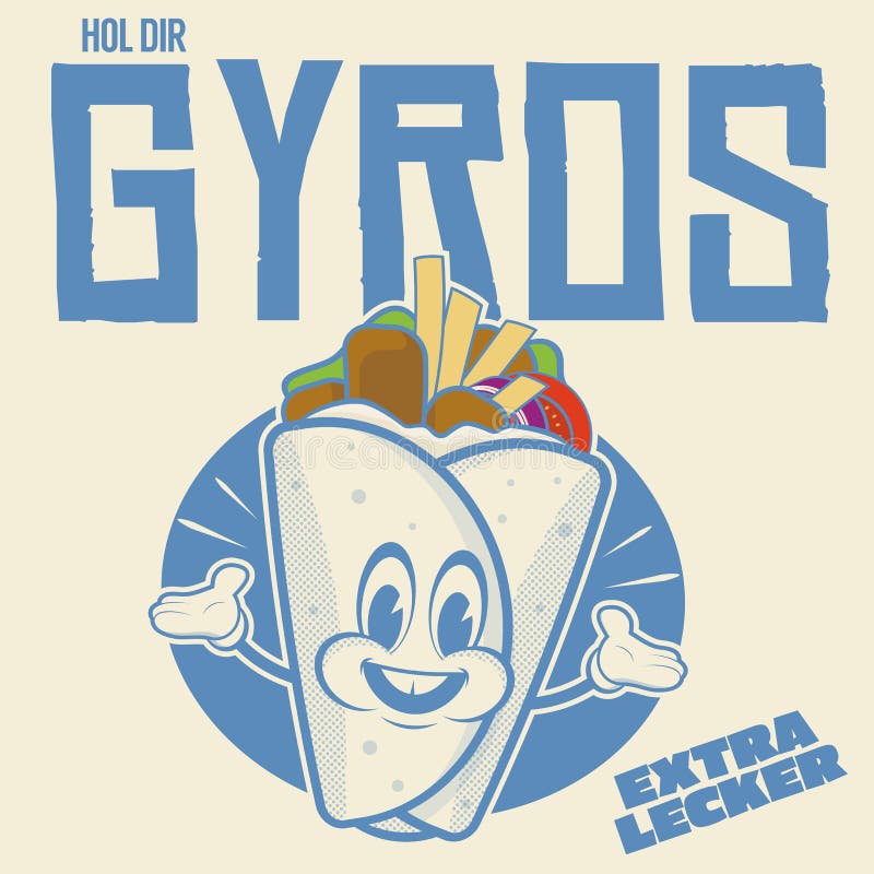 Funny Gyros or Pita Logo in Retro Cartoon Style Stock Vector ...
