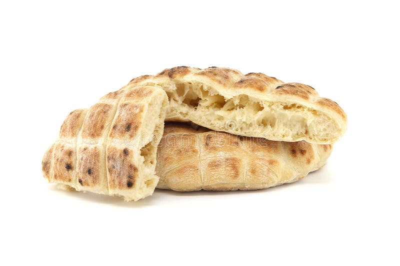 Pita Flat-bread Toasted of a Grid Pattern Over White Stock Photo ...