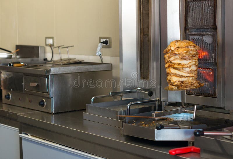 Pita gyros preparation. stock photo. Image of gyro, recipe - 63637800