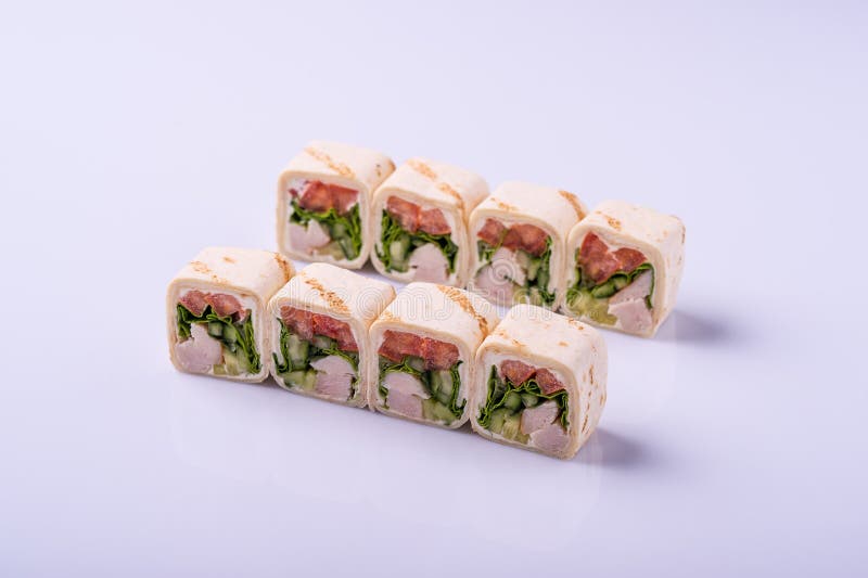 Pita Roll Cut As a Roll on a White Background4 Stock Photo - Image of ...