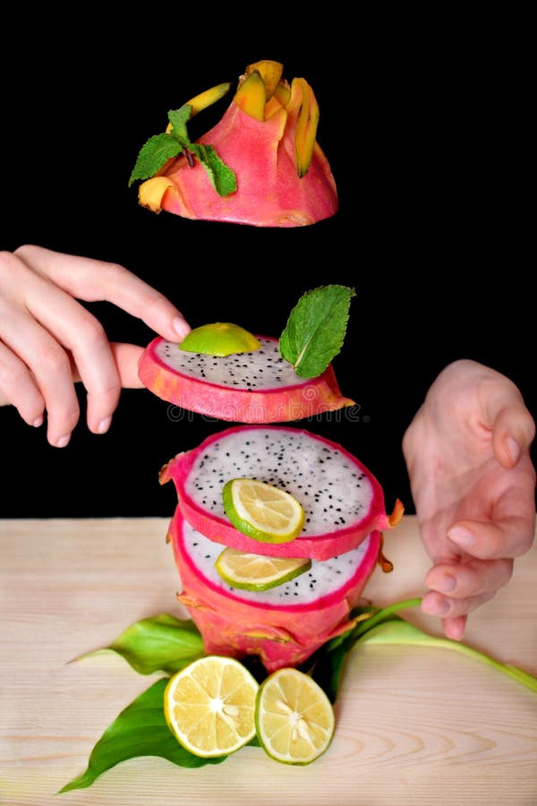 Pitaya or Dragon Fruit Cut into Slices Stock Photo - Image of ...