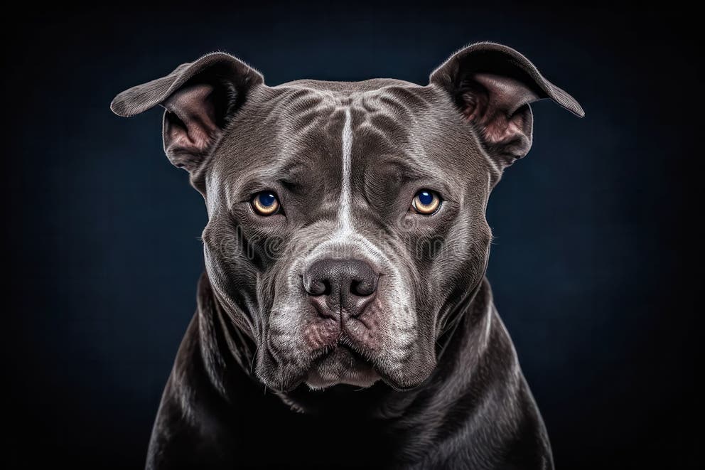 Pitbull in Studio Setting Against Black Backdrop Stock Image - Image of ...