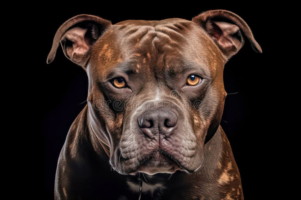 Pitbull in Studio Setting Against Black Backdrop Stock Image - Image of ...