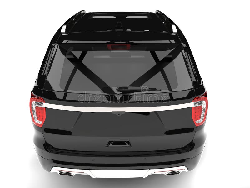 Pitch Black Modern SUV - Back View Closeup Shot Stock Illustration ...