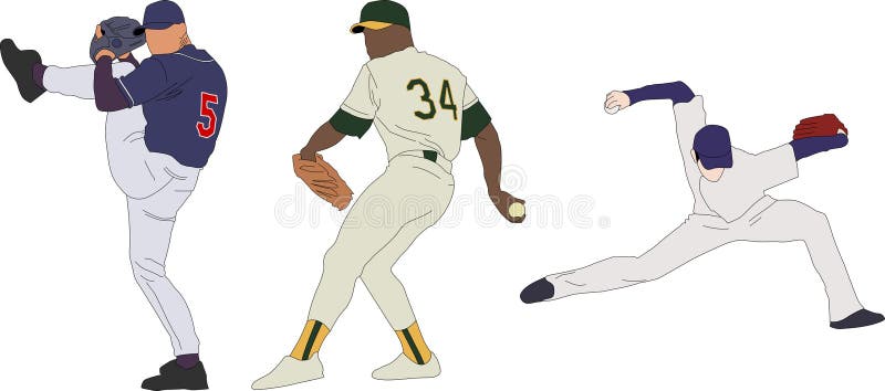 Pitcher Baseball Pose Vector Flat Illustration Stock Vector ...