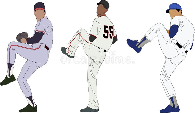 Pitcher Baseball Pose Vector Flat Illustration Stock Vector ...