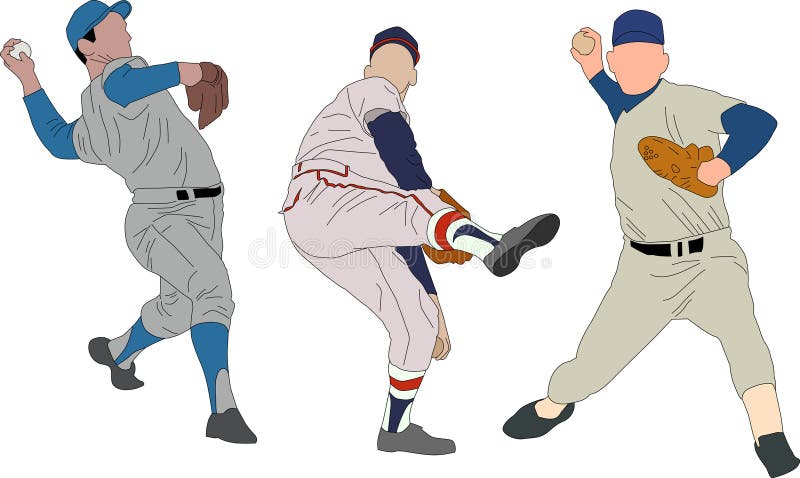 Pitcher Baseball Pose Vector Flat Illustration Stock Vector ...