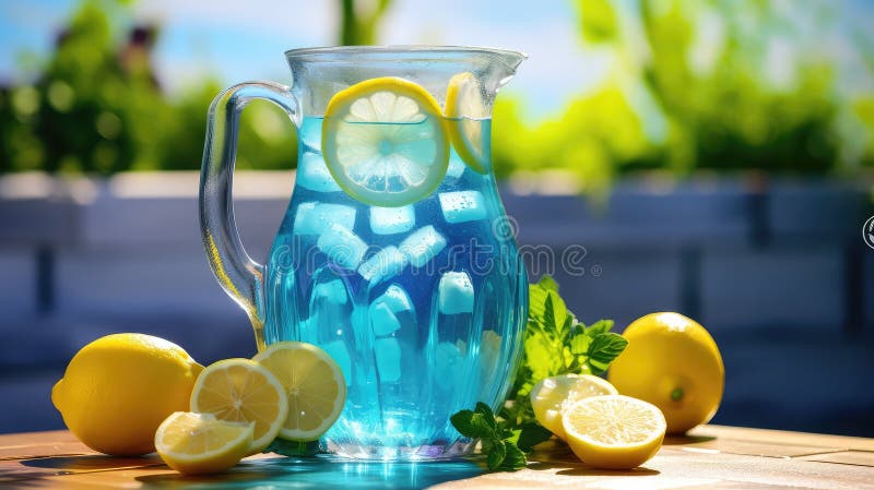 Pitcher blue lemonade stock illustration. Illustration of thirst ...