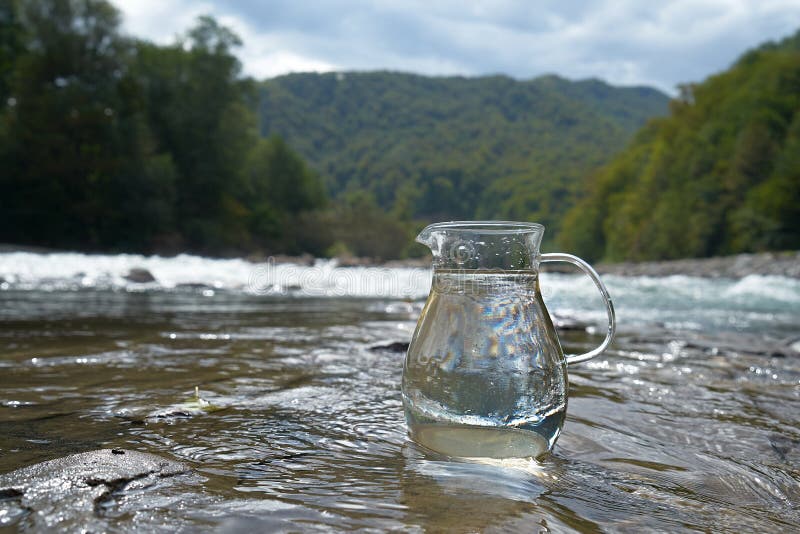 Pitcher of Clean River Water Stock Photo - Image of flask, micelle ...