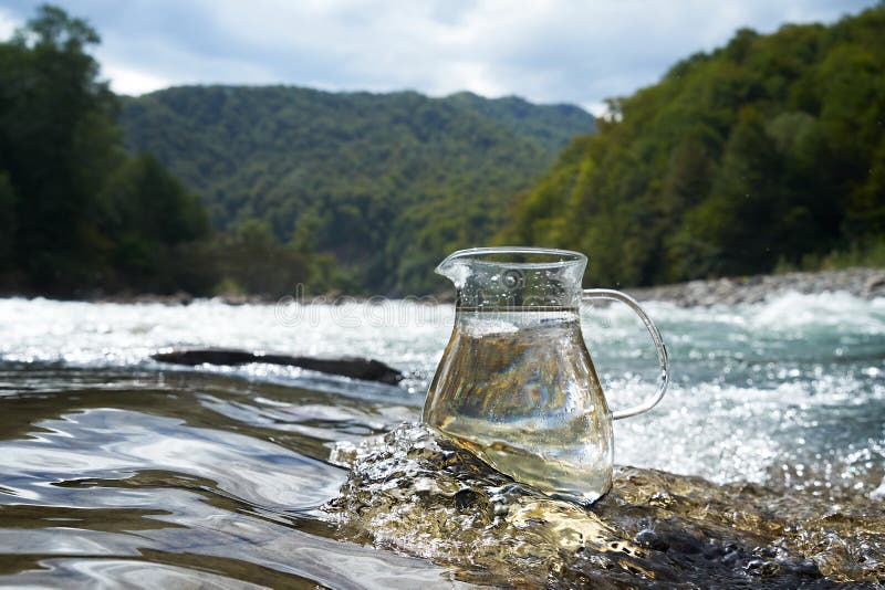 Pitcher of Clean River Water Stock Image - Image of micellar, creek ...