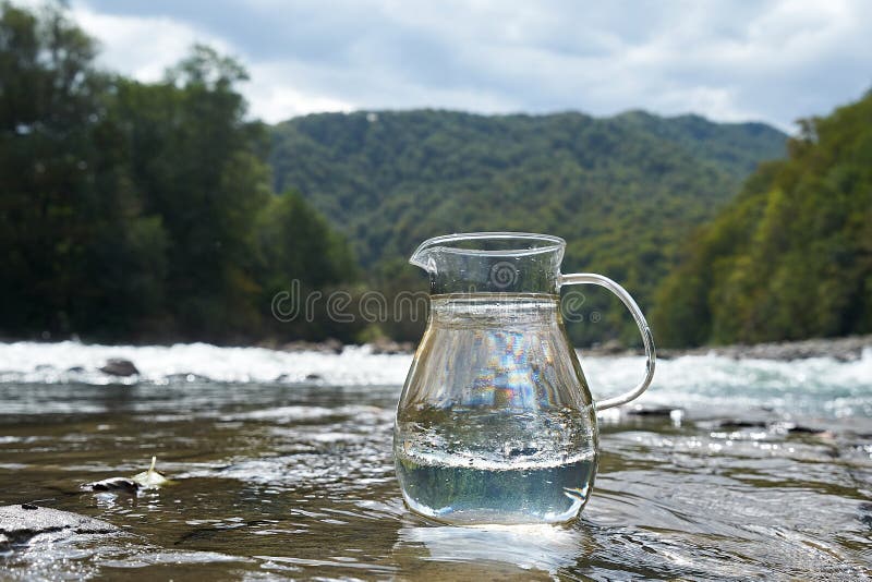 Pitcher of Clean River Water Stock Image - Image of micellar, creek ...