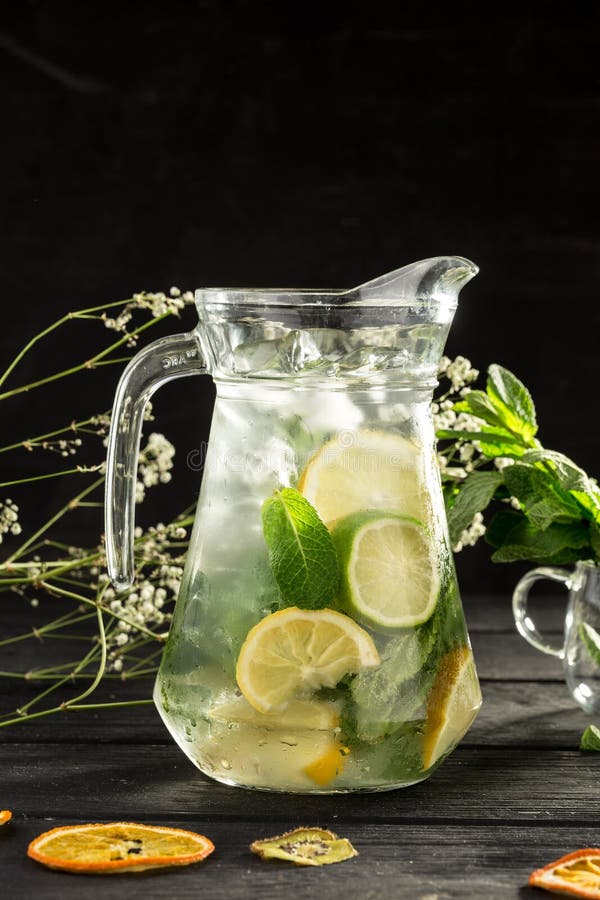 Pitcher of Cold Water with Glass Stock Photo - Image of liquid, macro ...